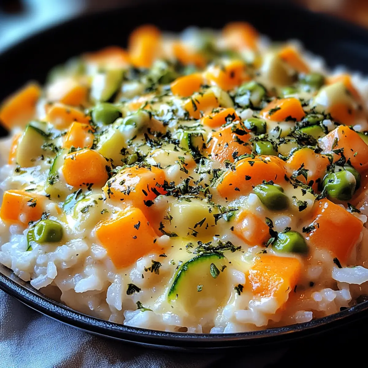 Cremige Reis mit Gemüse-Frischkäse-Sauce – köstlich und vielseitig